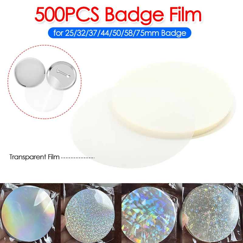500PCS Round Badge Transparent Film Badge Button Pins Protective Film ...