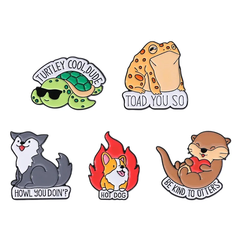 Cartoon-Animals-Enamel-Pins-Custom-BE-KIND-TO-OTTERS-Brooches-Lapel ...
