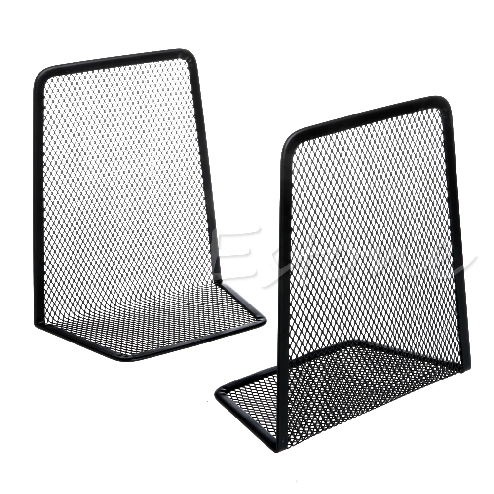 Set-of-2Pcs-Mesh-Metal-Bookends-Stainless-Steel-Bookend-Magazine-Book ...