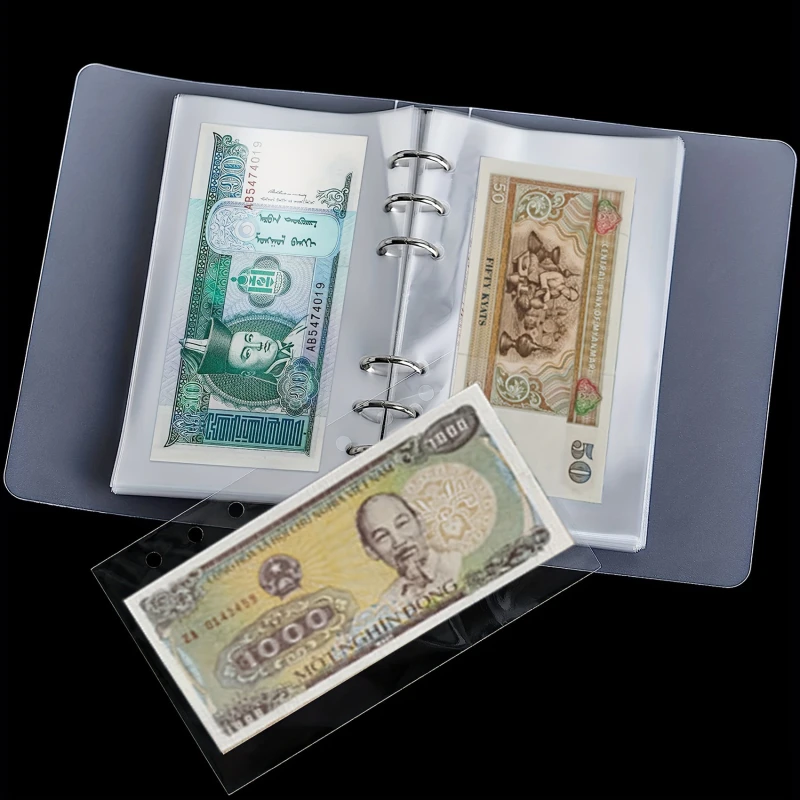 100-Pocket-Currency-Album-Portable-Banknotes-Holder-Paper-Money-Sleeves ...