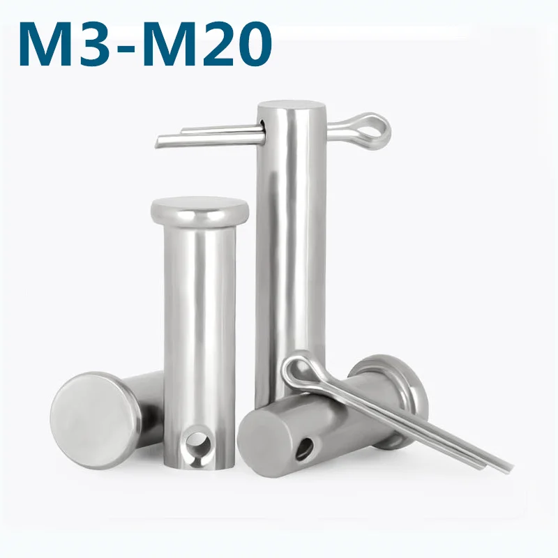 M3 M20 304 Stainless Steel 304 Shaft Flat Head Pins with Hole ...
