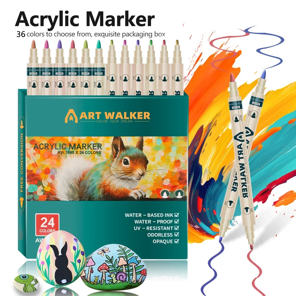 12/24/36 Colors Set Double Headed Acrylic Marker Pen Color Art Graffiti ...