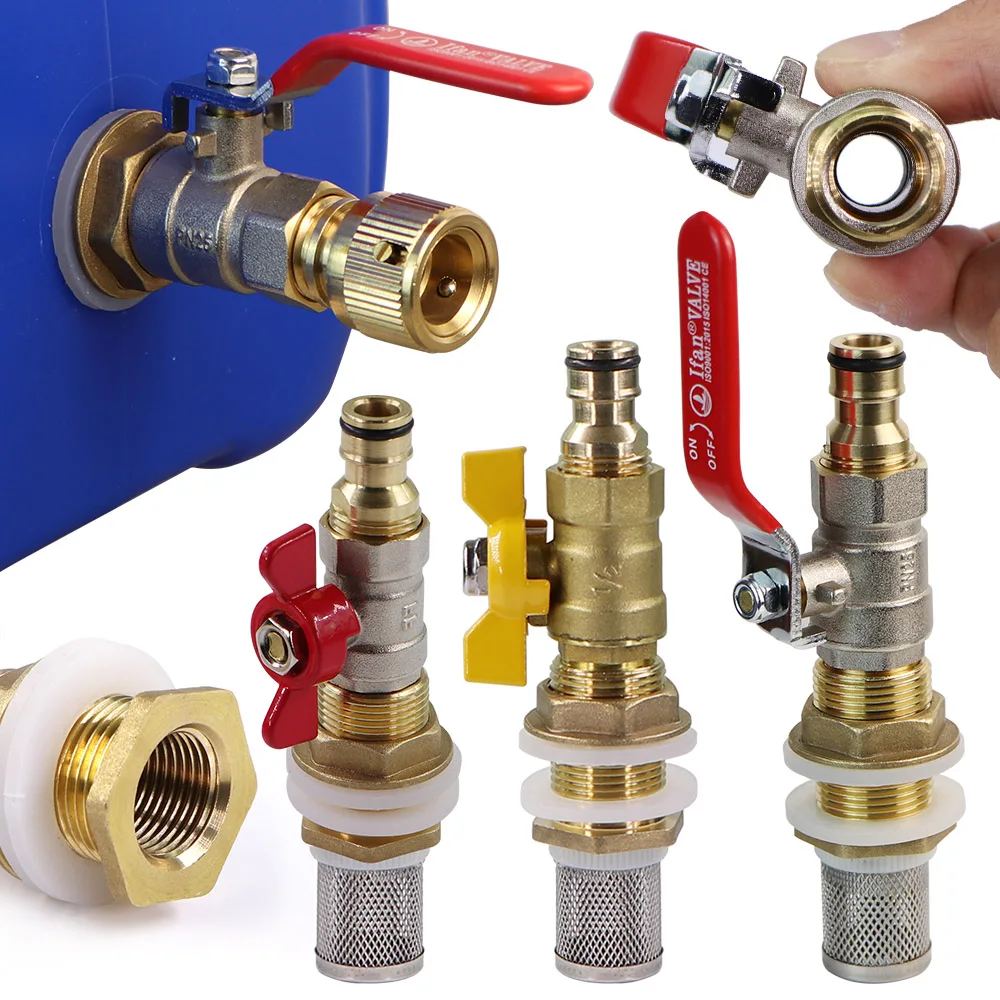 Brass Ball Valve Water Tank Joint Adapter 16mm Quick Connector Garden ...