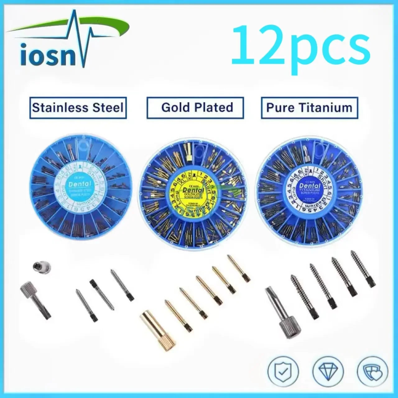 120PCS-Box-Dental-Stainless-Steel-Screw-Post-Dental-Golden-Plated-Screw ...