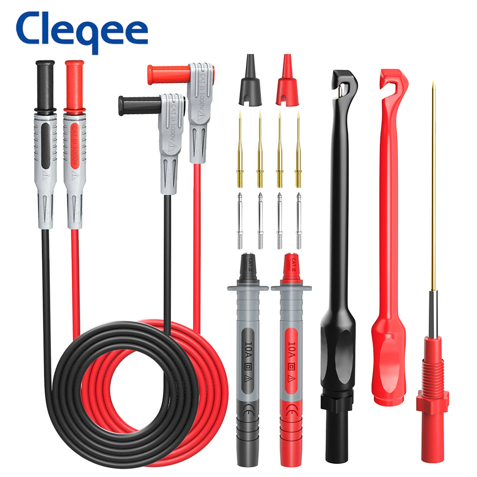 Cleqee Multimeter Test Lead Kit With Wire Piercing Probes 4mm Banana ...