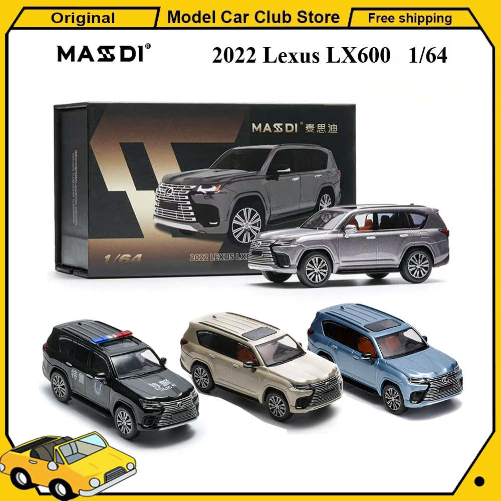 MASSDI 1/64 Lexus LX600 2022 Golden Ice Blue Grey aleación SUV modelo ...