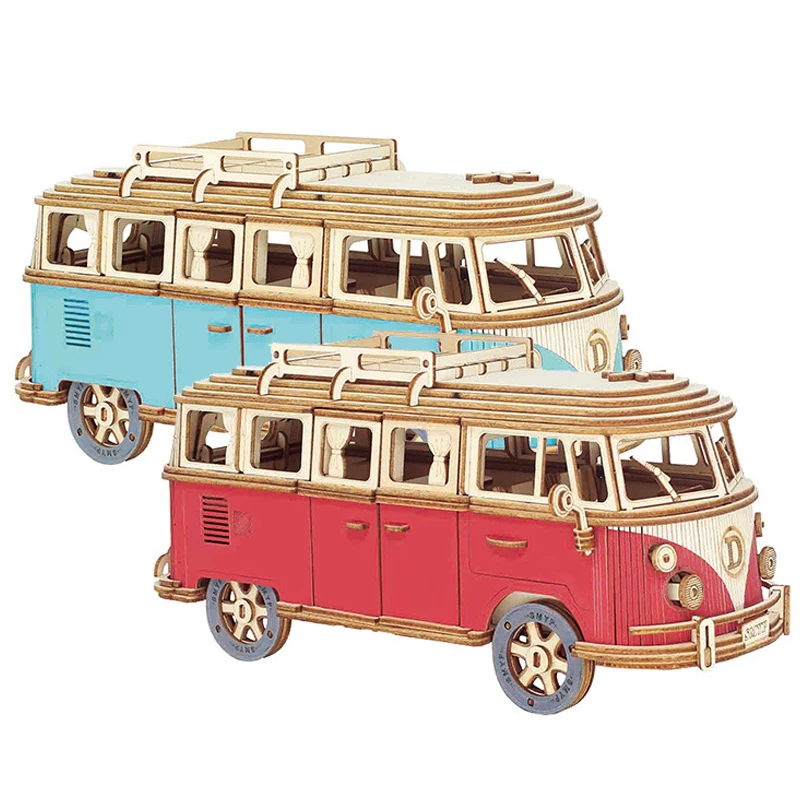 Assemblaggio-manuale-fai-da-te-modello-di-auto-in-legno-Retro-Bus-3D ...
