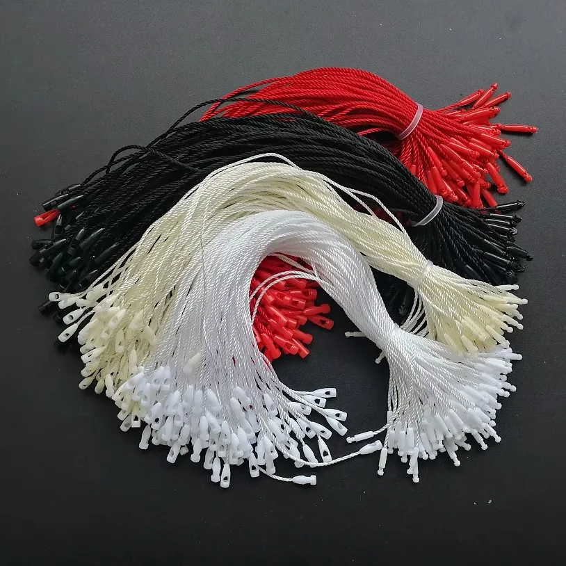 100PC-lot-Plastic-Tag-12cm-Hang-Tag-Polyester-Rope-String-Snap-Lock-Pin ...