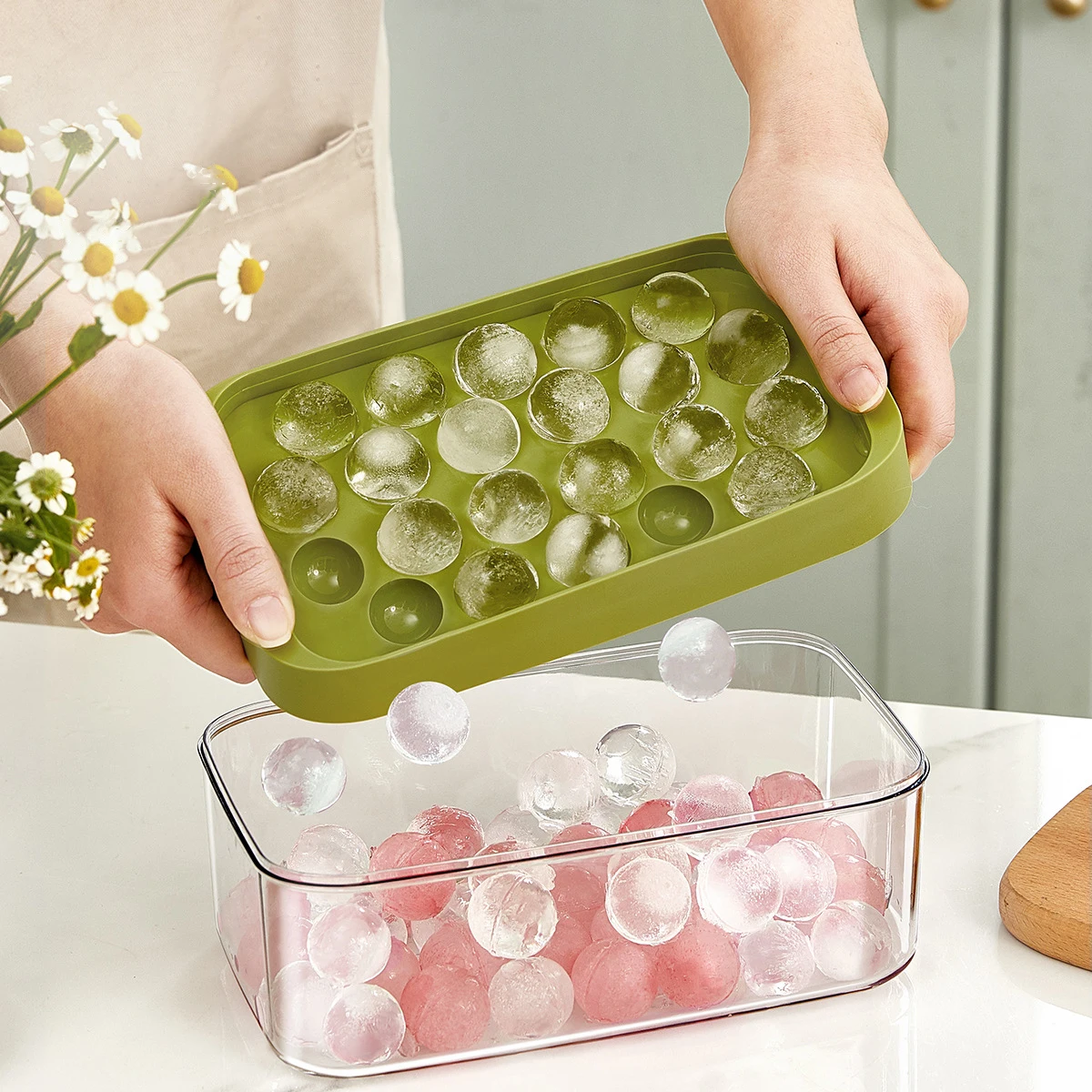 Round Ball Ice Tray Mold Box Ice Storage Spherical Ice Cube Mold ...