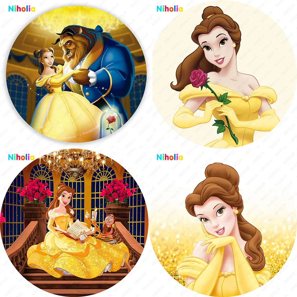 Disney-Beauty-and-Beast-Round-Backdrop-Cover-Belle-Princess-Kid-1st ...