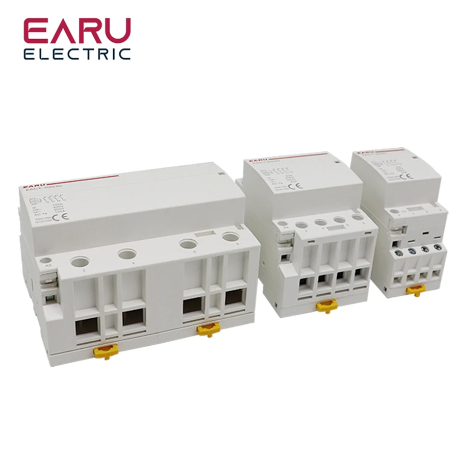 Earu 4P 16-100A AC/DC 24V 220V 50/60Hz DIN Rail Modular Contactor Switch Controller for Smart ...