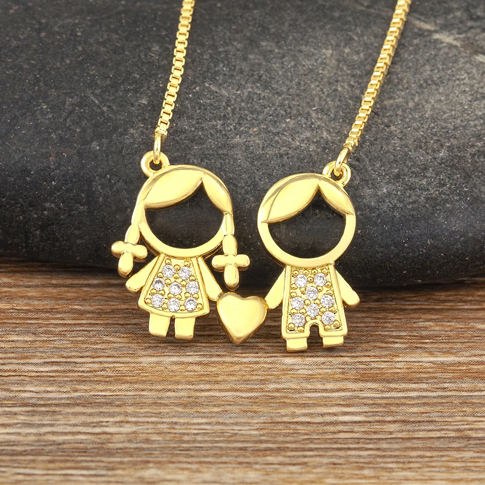 AIBEF-Cute-Sweet-Boy-Girl-Shape-Heart-Pendant-Women-Necklace-Copper ...