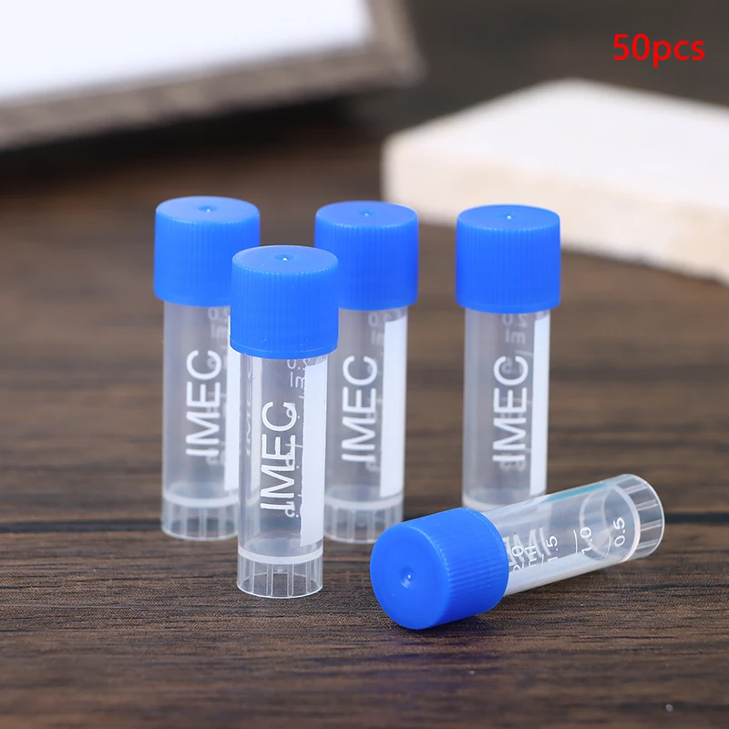 50Pcs-1-8ml-2ml-Plastic-Graduated-Cryovial-Plastic-Test-Tube-Freezing ...