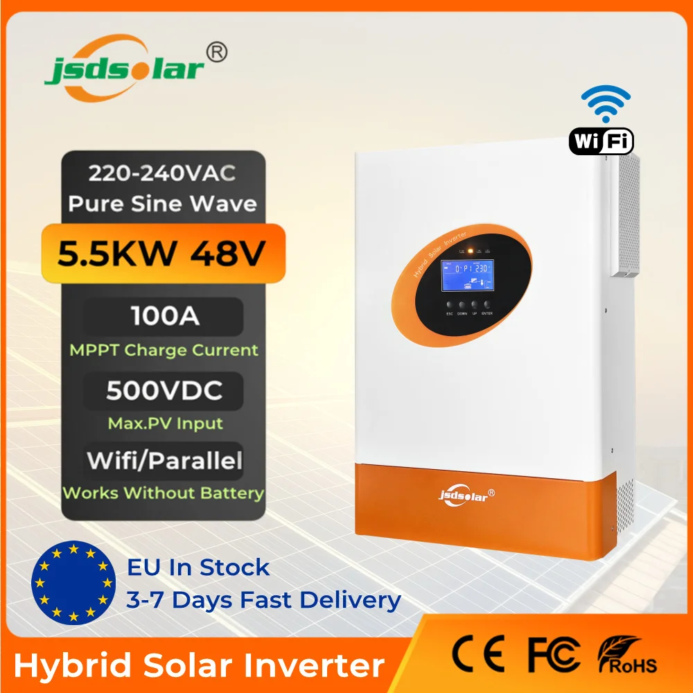 Jsdsolar-Onduleur solaire hybride à onde sinusoïdale pure MPPT, 5,5 KW ...