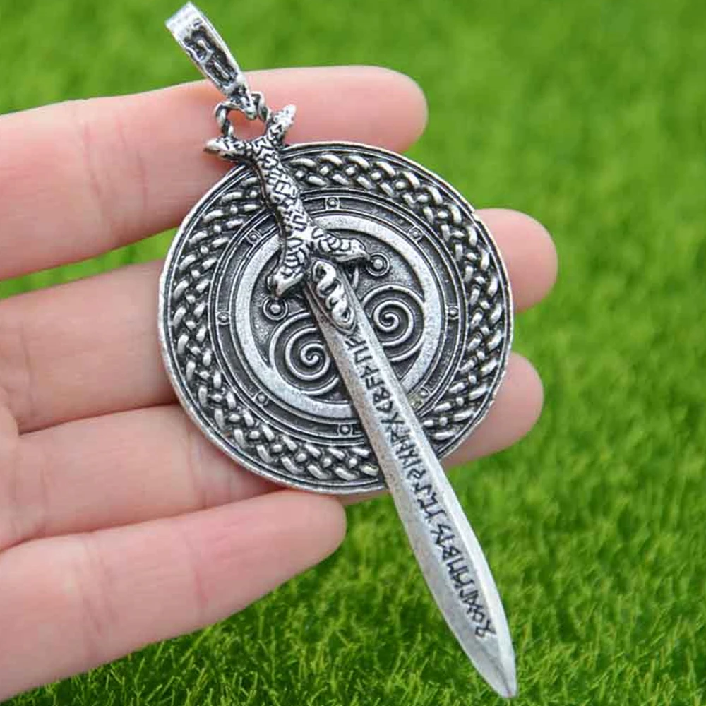 Nostalgia Nordic Vanir Frey Sword Pendant Viking Runes Triskelion ...