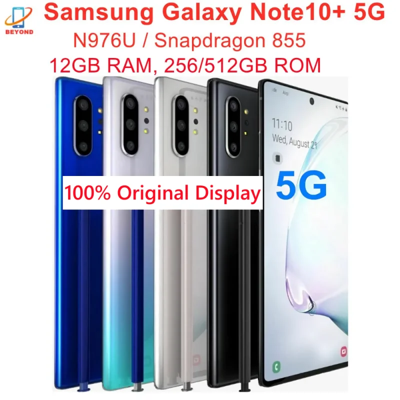 Samsung Galaxy Note10+ Note10 Plus 5G N976U 256/512GB ROM 12GB RAM Octa Core 6.8" Snapdragon 855 ...
