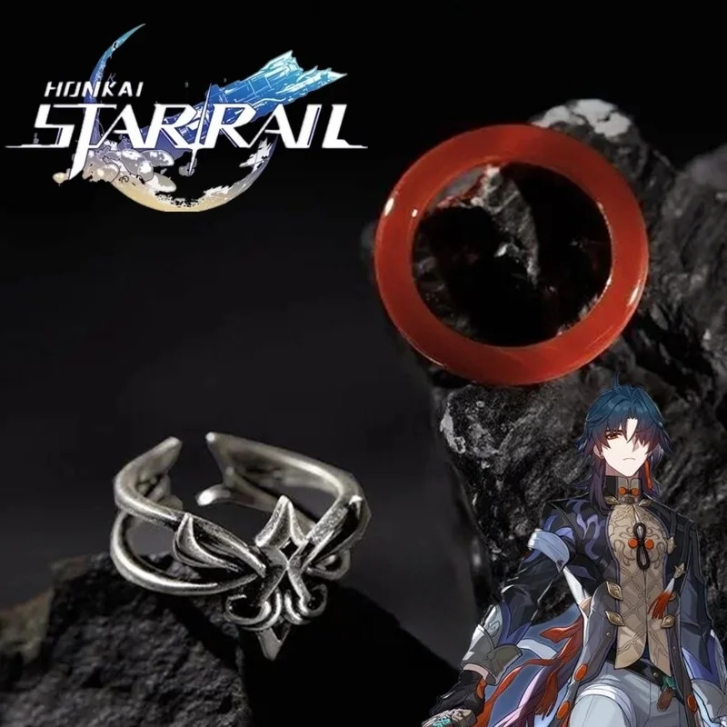 Game-Honkai-Star-Rail-Rings-Cosplay-Blade-Ring-Red-Silvery-Set-Jewelry ...