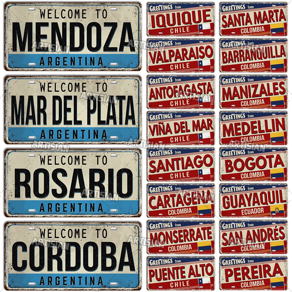 Artisian-Argentina-ecuador-Chile-Colombia-License-Plate-Landmark-Metal ...