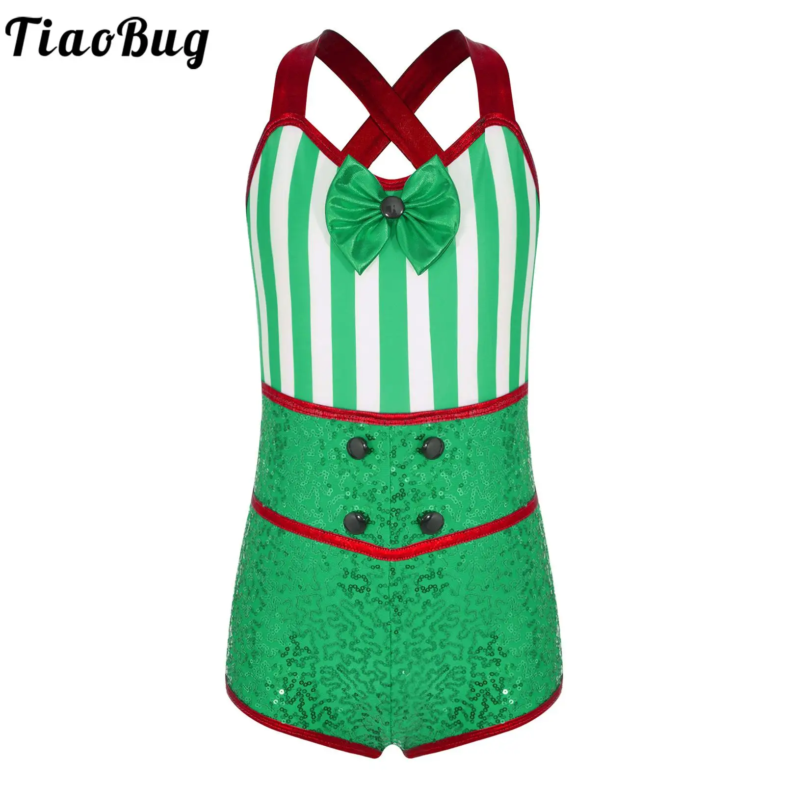 Kids-Girls-Christmas-Santa-Sweetie-Candy-Cane-Unitard-Costume-Sequins ...