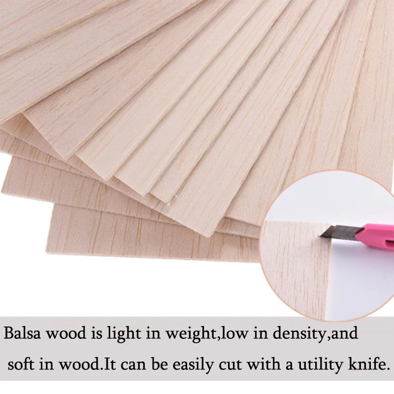 Balsa wood sheets layer 300/mm long mm wide 1-8mm thick for craft DIY ...