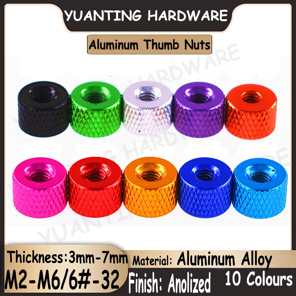 5pcs M2 M2.5 M3 M4 M5 M6 Unc 6#-32 Aluminum Thumb Nut Hatching Knurling ...
