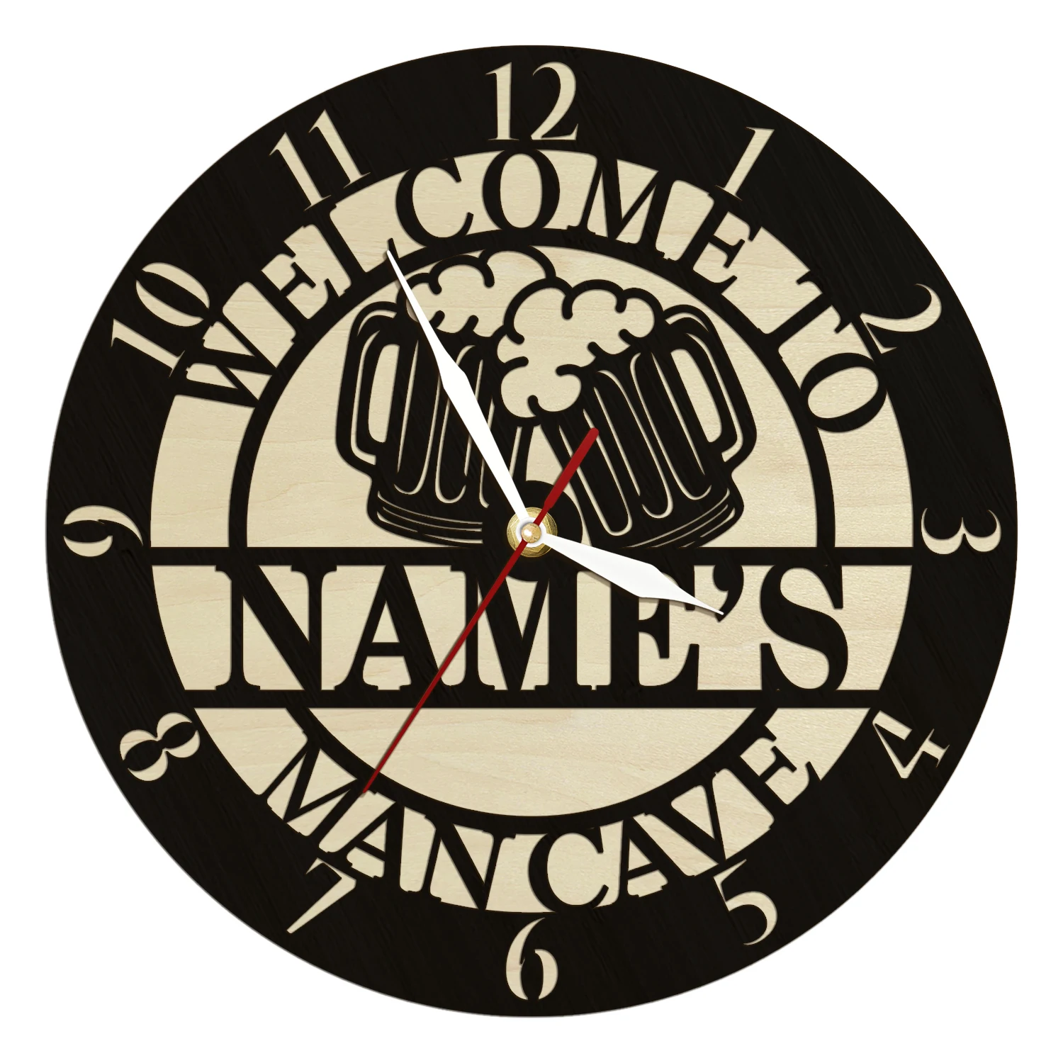 Man Cave Personalized Beer Sign Wooden Wall Clock For Bar Pub Rustic ...