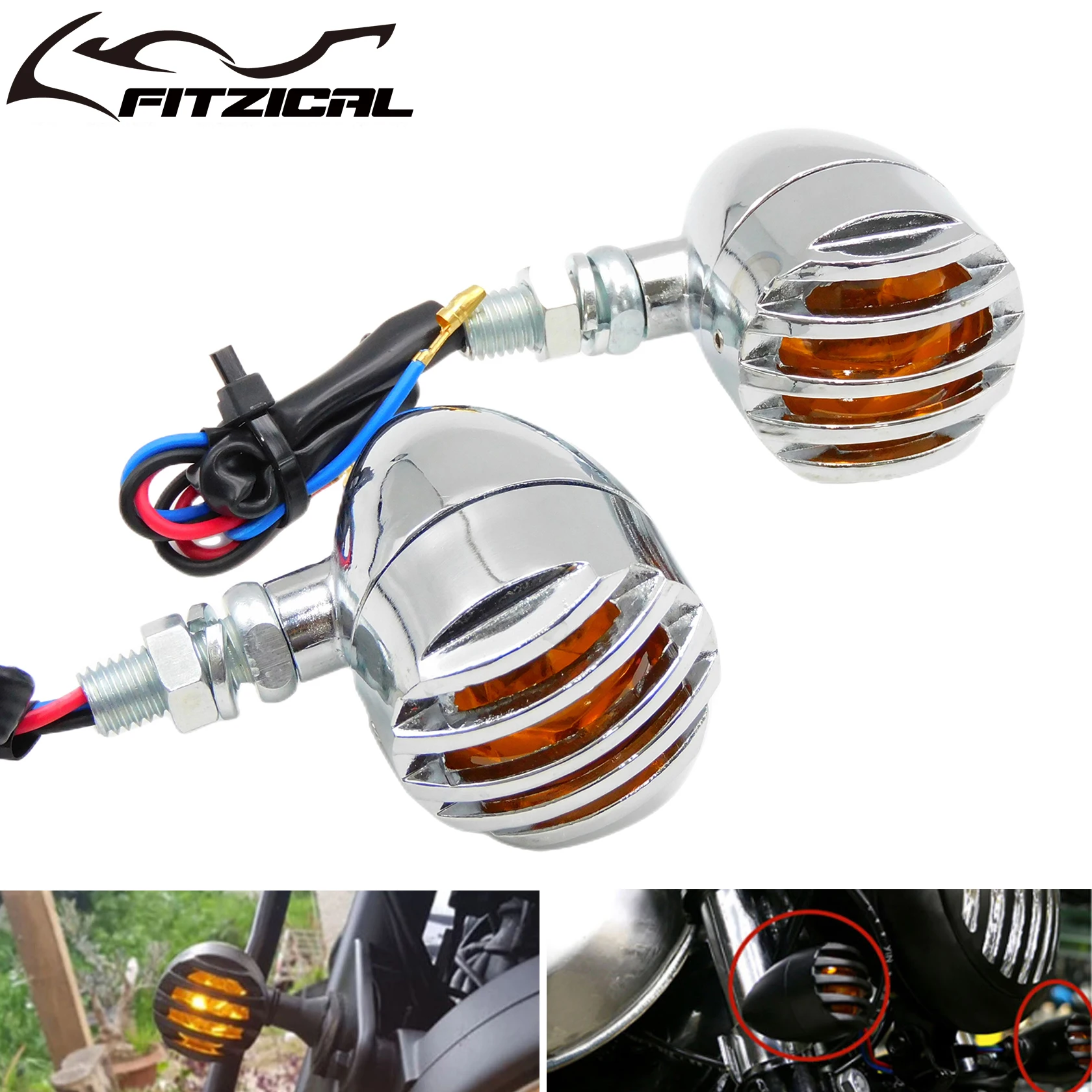 Motorcycle 2pcs ABS Turn Signal Light Chrome Bullet Indicator Lamp For ...