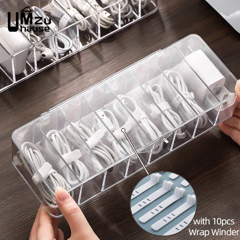 Caja de gestión de cables de 8 rejillas, estuche de almacenamiento de ...