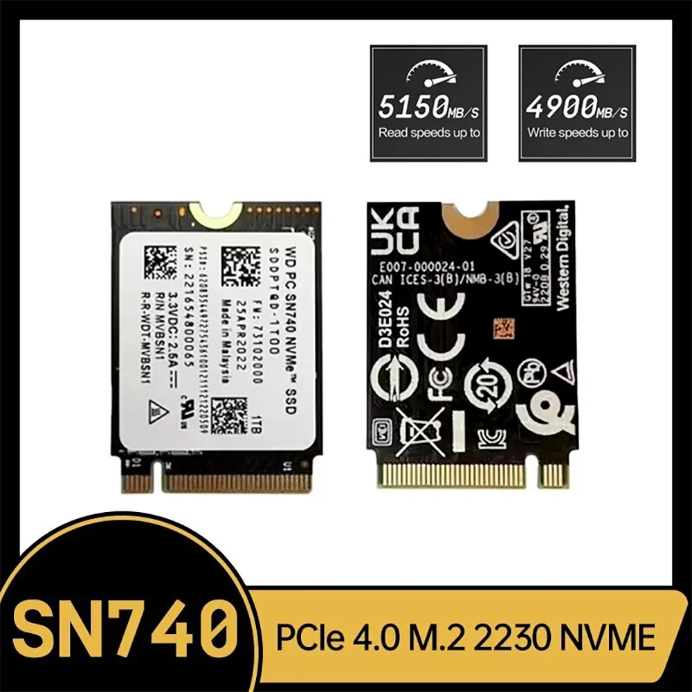 Western Digital WD SN740 NVMe SSD 2T 1tb 512GB M.2 2230 PCIe 4.0x4 for ...