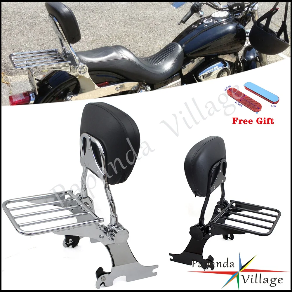 Detachable-Sissy-Bar-Backrest-Luggage-Rack-W-Passenger-Pad-For-Harley ...