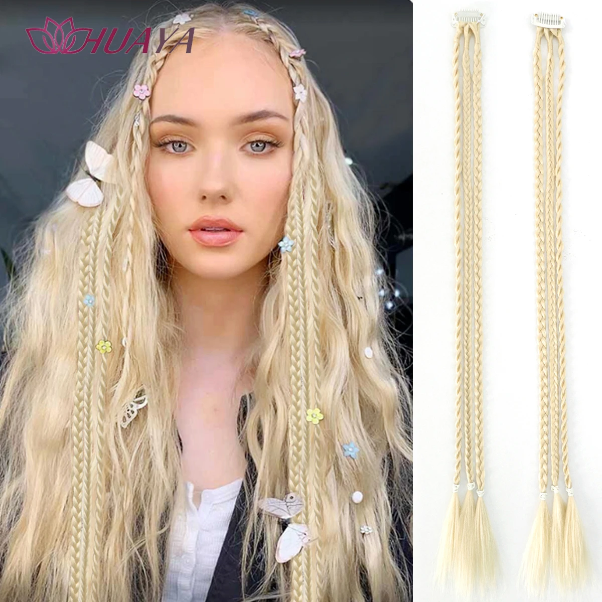 1-PCS-Braids-Hairpiece-Clip-in-Front-Side-Hair-Extensions-Long-Braided ...
