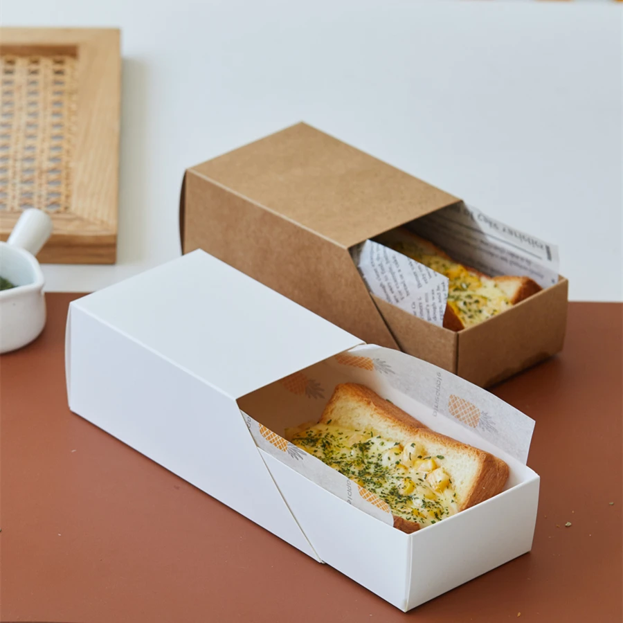 10Pcs-Kraft-Paper-Food-Wrapping-Paper-Box-Toast-Bread-Thick-Egg-Toast ...