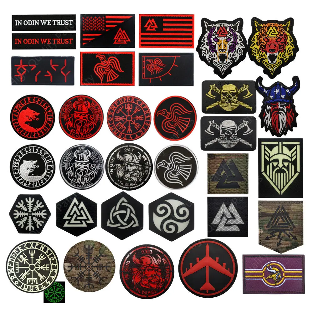 IR Infrared Reflective Viking Wolf Patch PVC VALHALLA Admit One Pirate Live Again Die Historic ...