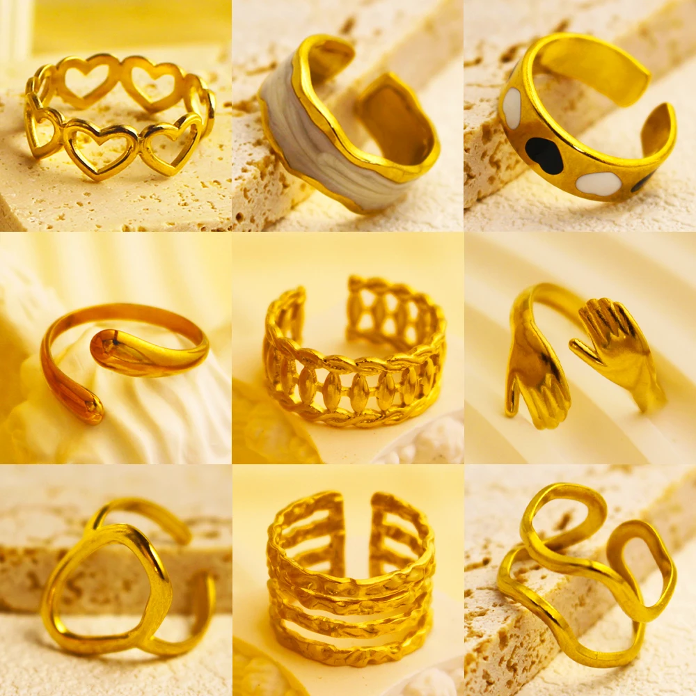 Stainless-Steel-Rings-For-Women-Simple-Fashion-Gold-Color-Jewelry ...