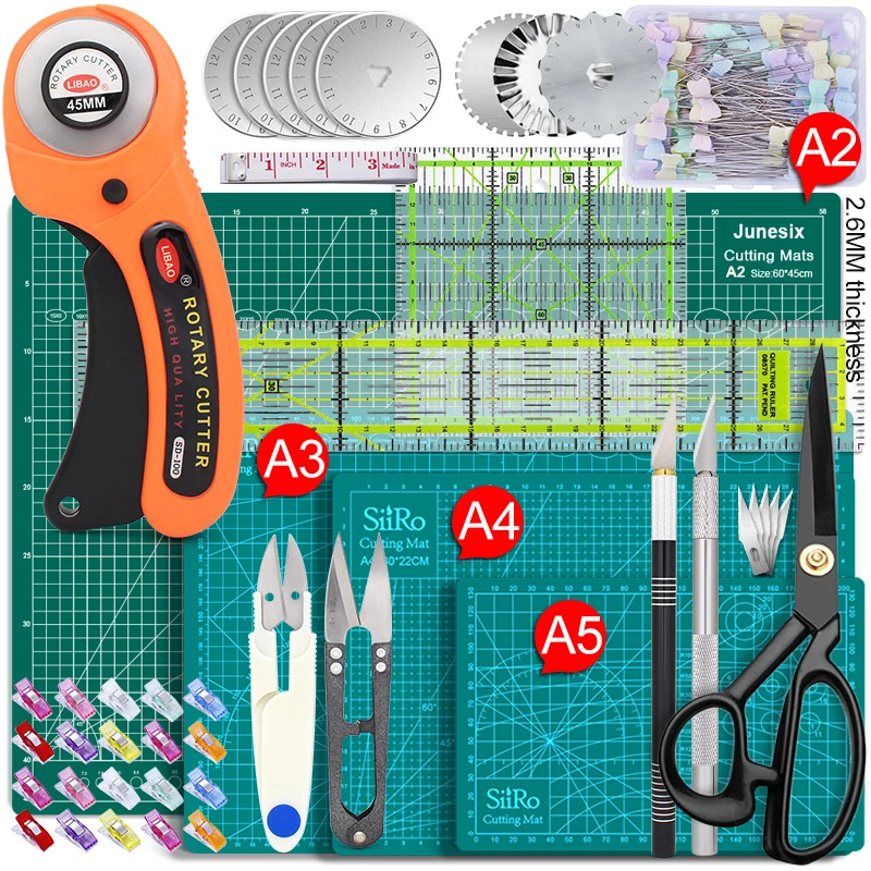 Rotary Cutters Set With Cutting Mat Patchwork Ruler Carving Knife Kit ...