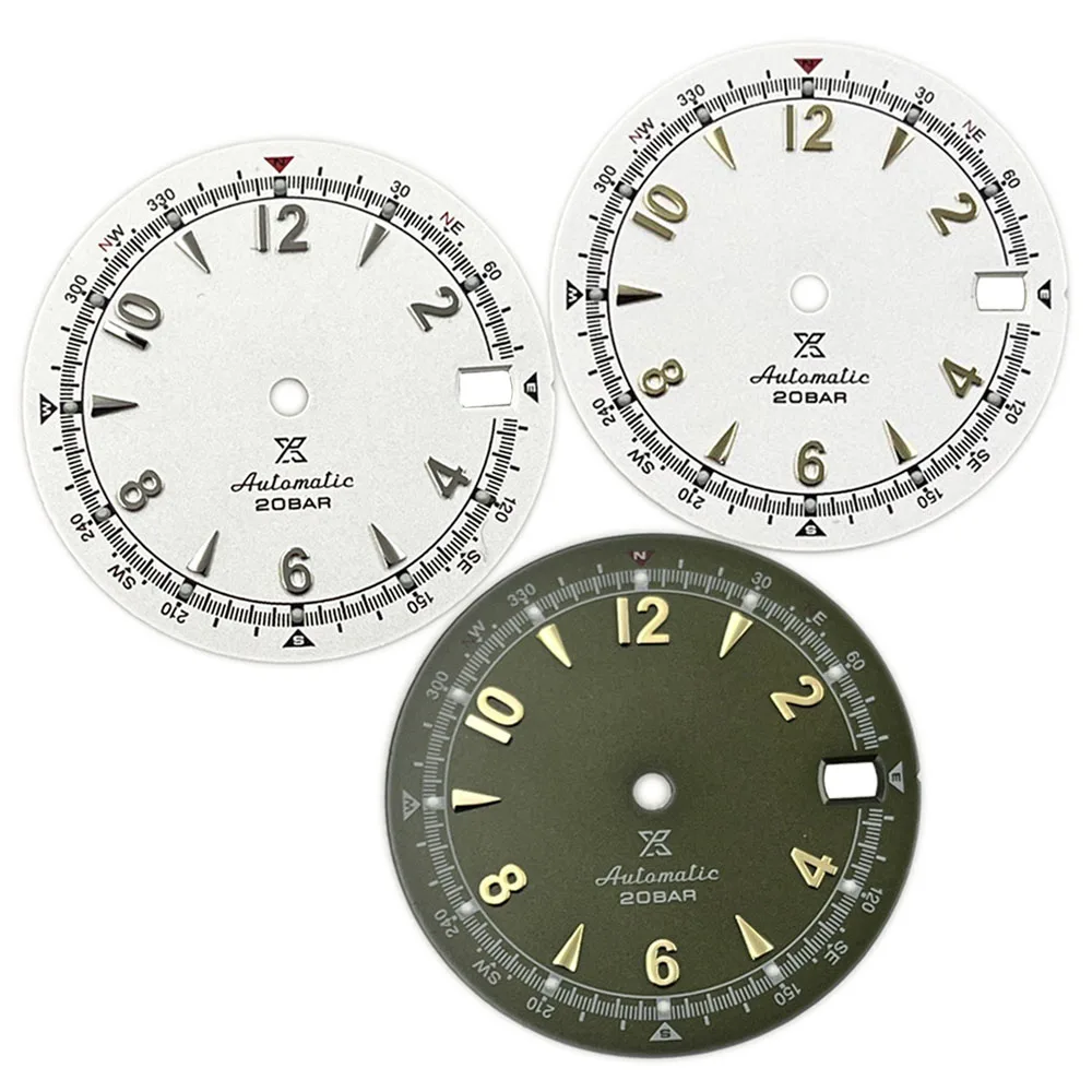 White-Olive-Green-Watch-Dial-28-5mm-Green-Luminous-Retro-Dial-Metal ...