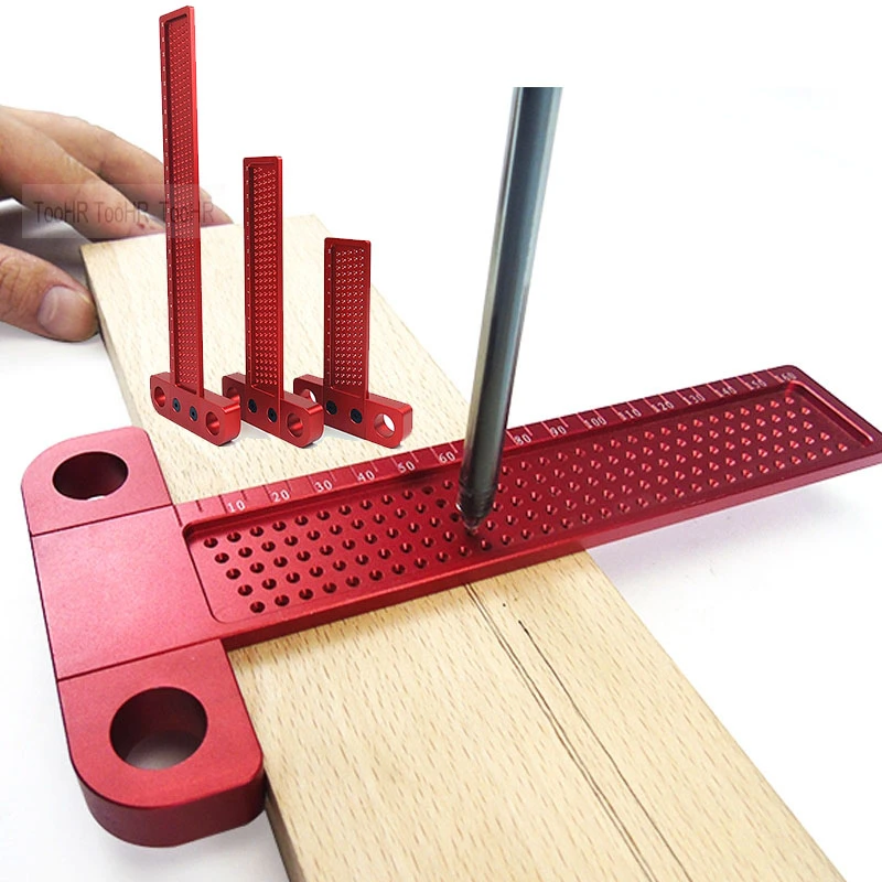 Woodworking Scribe 400mm T-type Square Ruler Hole Scribing Ruler ...