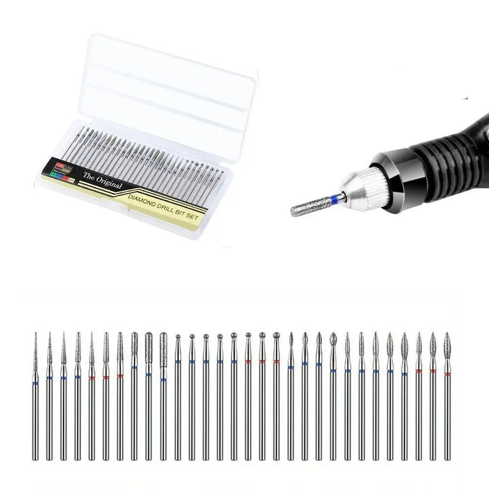30 Pcs/Box Diamond Manicure Grinding Head Set Peeling Carving Nail ...