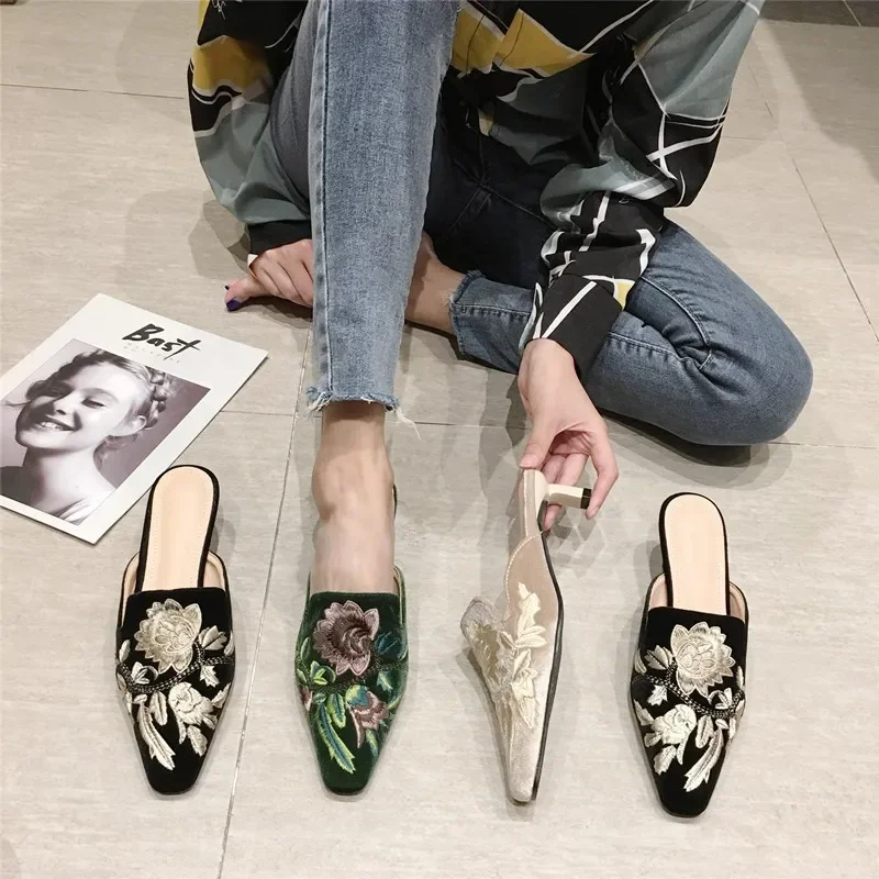 2025 Summers Embroidery Women Mules Slippers Luxury Fashion Elegant ...