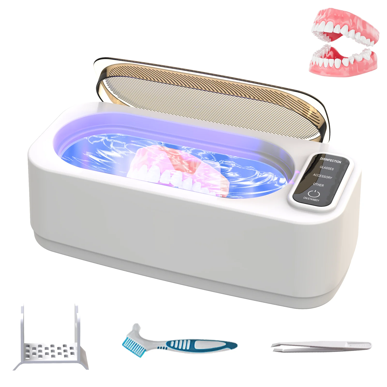 UV Ultrasonic Denture Cleaning Case False Teeth Retainer 400ml 45dB ...