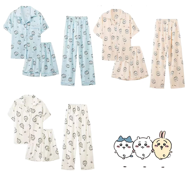 Chiikawa-Usagi-Hachiware-Pajamas-Girls-Summer-Ice-and-Snow-Silk-Short ...