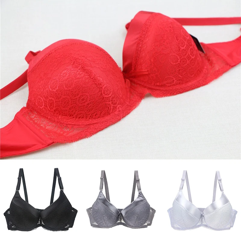 Cup-Large-Size-Bras-Back-Closure-Underwear-Bow-Push-Up-Sexy-Lady-Female ...