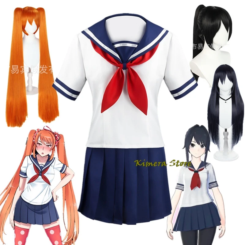 Game-Yandere-Simulator-Osana-Najimi-Cosplay-Costumes-Wig-Ayano-Aishi-Girl-School-JK-Uniform ...