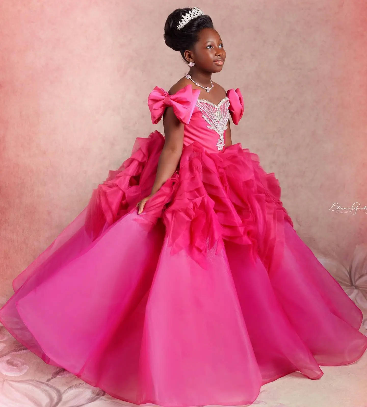 Hot Pink Flower Girl Dresses For Wedding Customized Kids Party Girls ...
