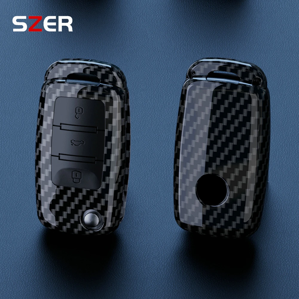 ABS-Carbon-Fiber-Car-Key-Case-Cover-For-VW-Volkswagen-Polo-Tiguan ...