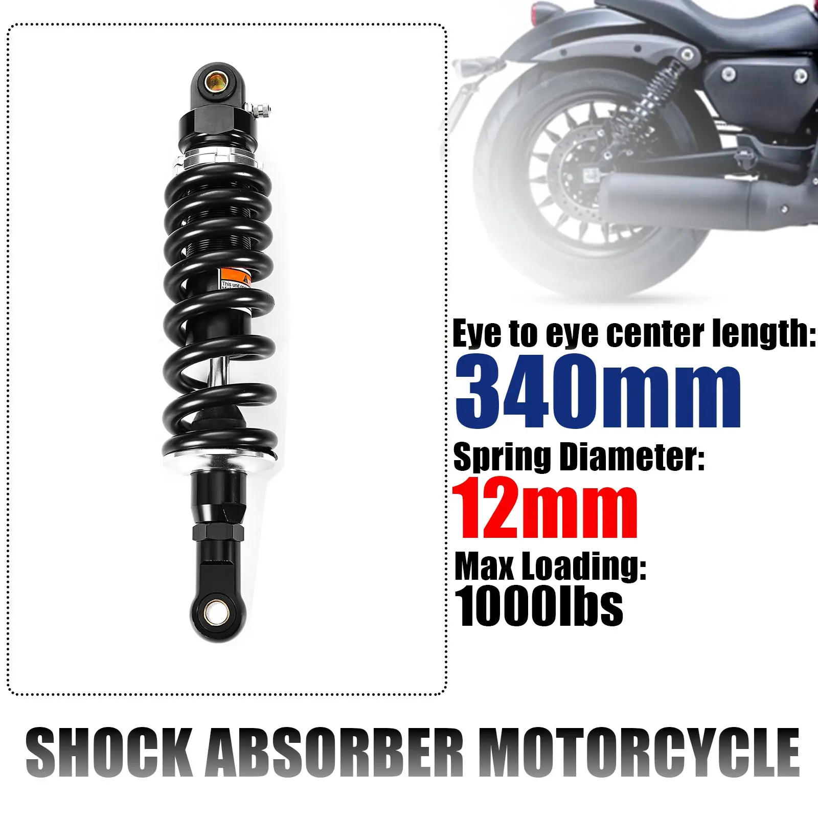340mm-13-3-Spring-12mm-Strong-Motorcycle-Air-Shock-Absorber-Rear ...