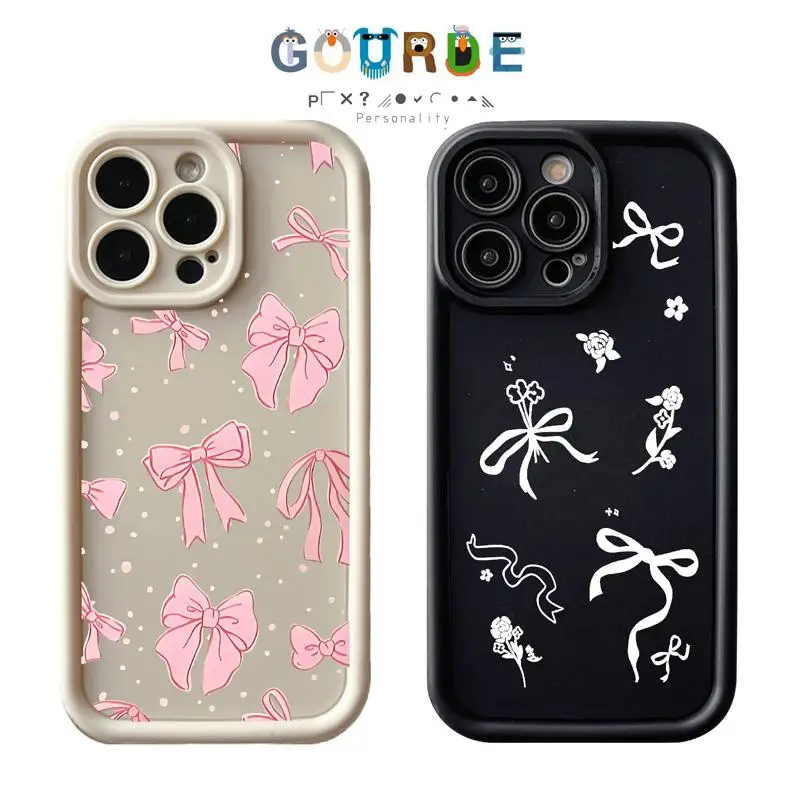 Gourde Elegant Coquette Casing Flower Bow Pattern Phone Case for Iphone ...