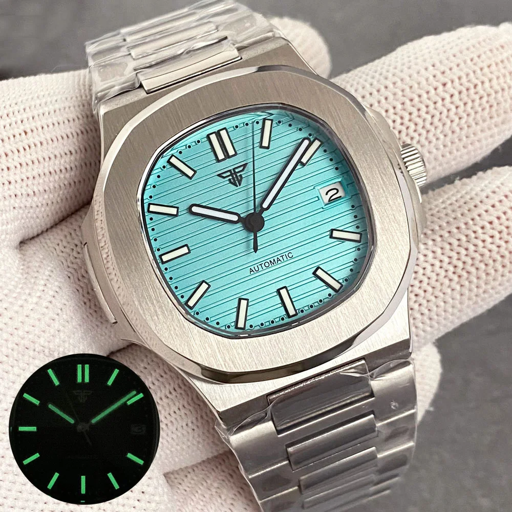 NH35A Tandorio 100M Dive Automatic Watch For Men Square Case Sky Blue ...