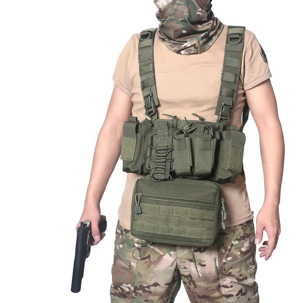 Hunting Tcm Chest Rig Tactical Vest Magazine Pouch Holster Molle System ...