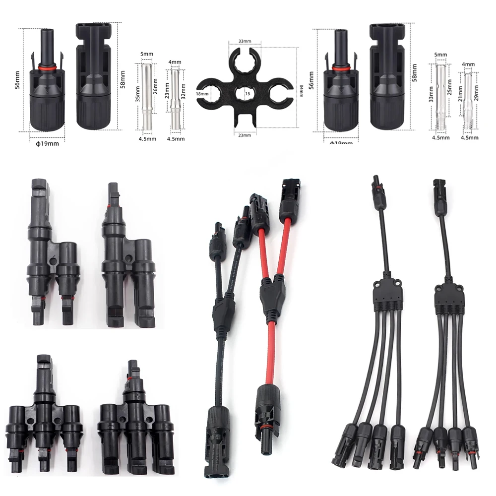Solar Panel Cable Connector 30A 1000V MC3/4 Male Female Connector with ...